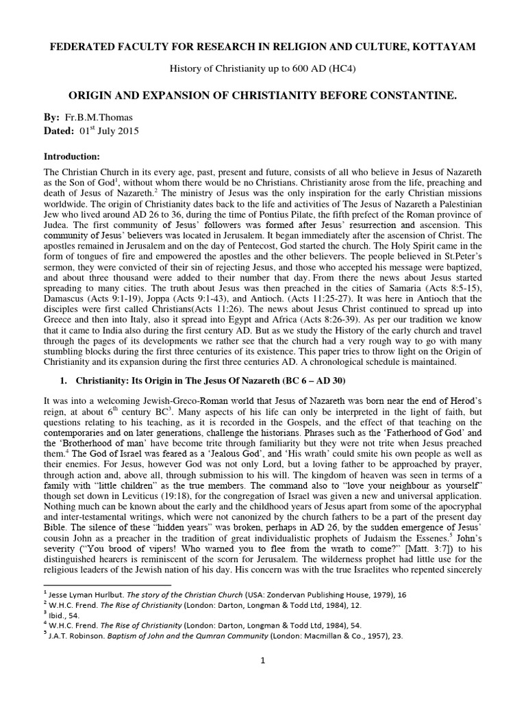 Origin and Expansion of Christianity Bef | PDF | Paul The Apostle | Jesus