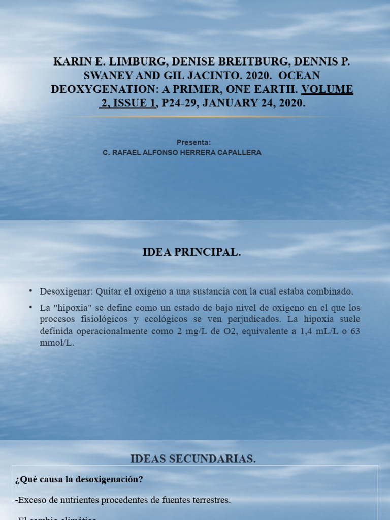 3-Ocean Deoxygenation Rafael Herrera C | PDF | Oxígeno | Hipoxia (médica)