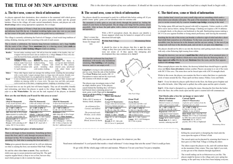 One Page Dungeon Template - Word | PDF