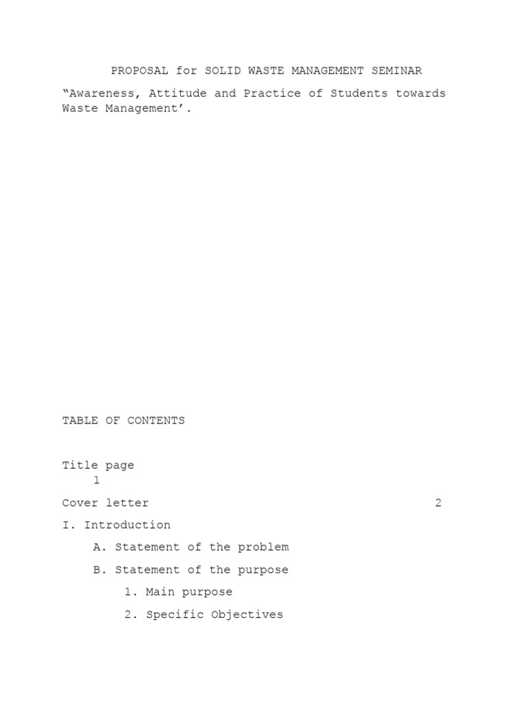 PROPOSAL For SOLID WASTE MANAGEMENT | PDF | Waste Management | Waste