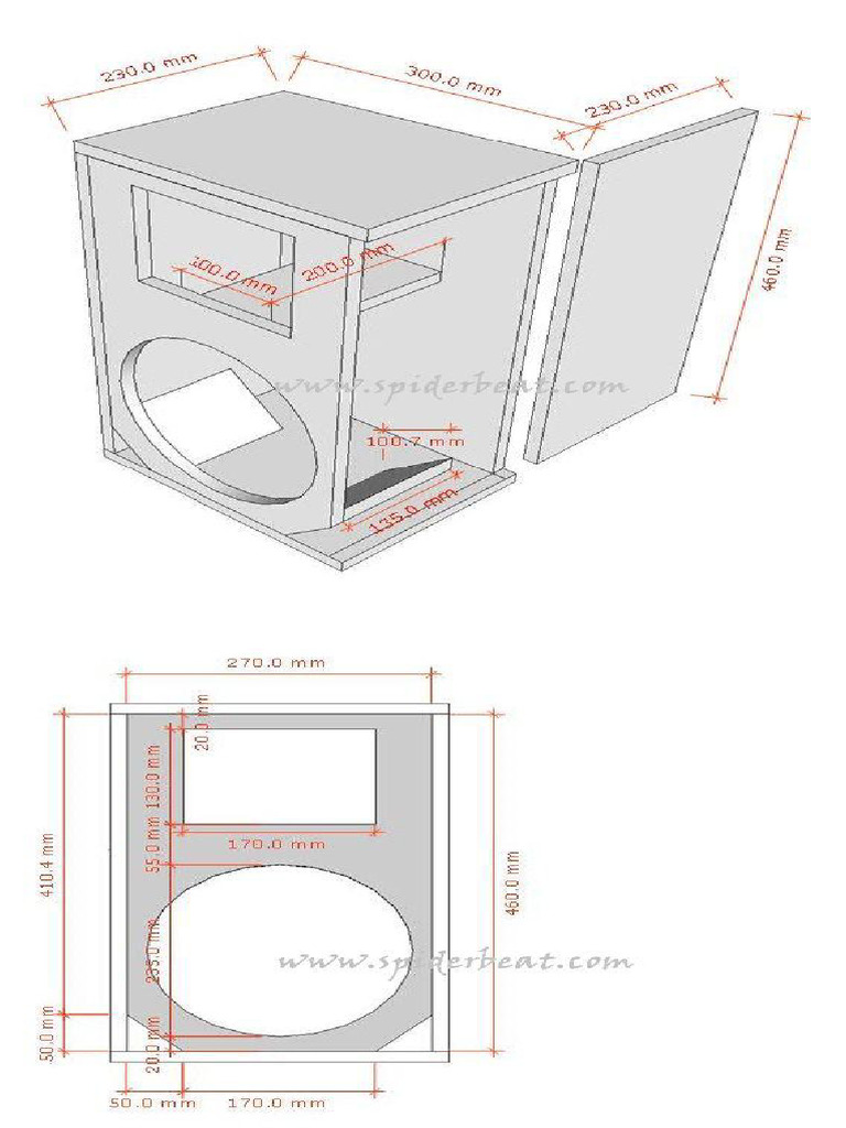 Skema Dan Ukuran Box Speaker 10 Inch 2-Way + 1 Tweeter Rumahan | PDF