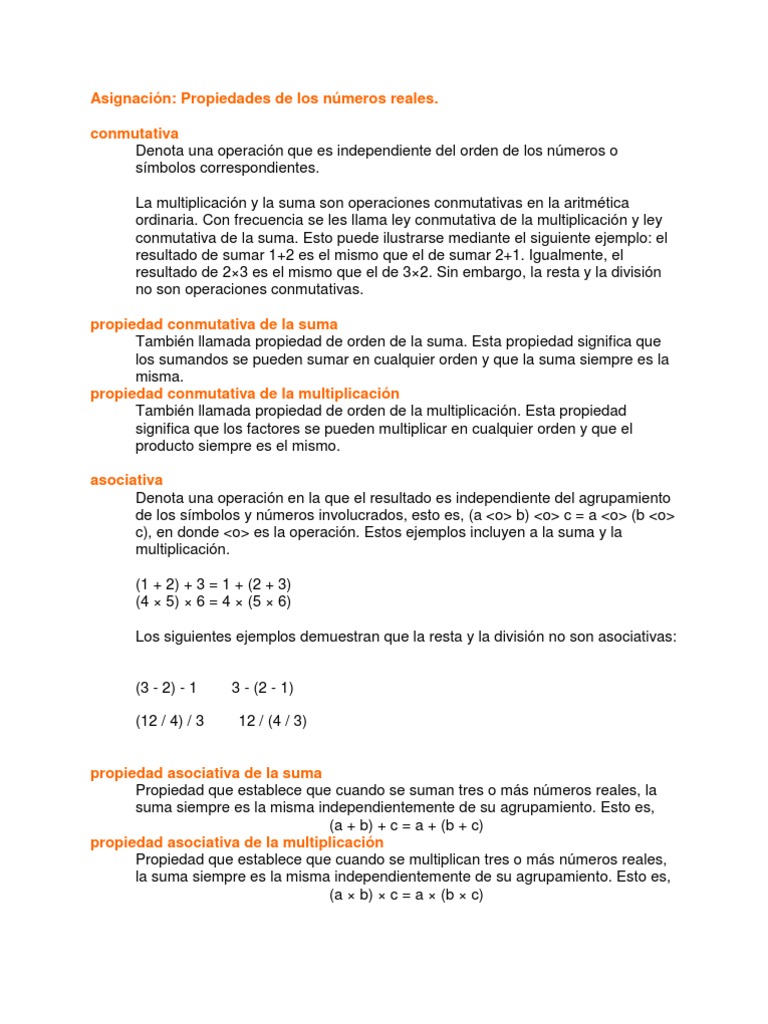 Asignación Prop. de Los Numeros Reales, Emmanuel Colon | PDF | Fracción ...