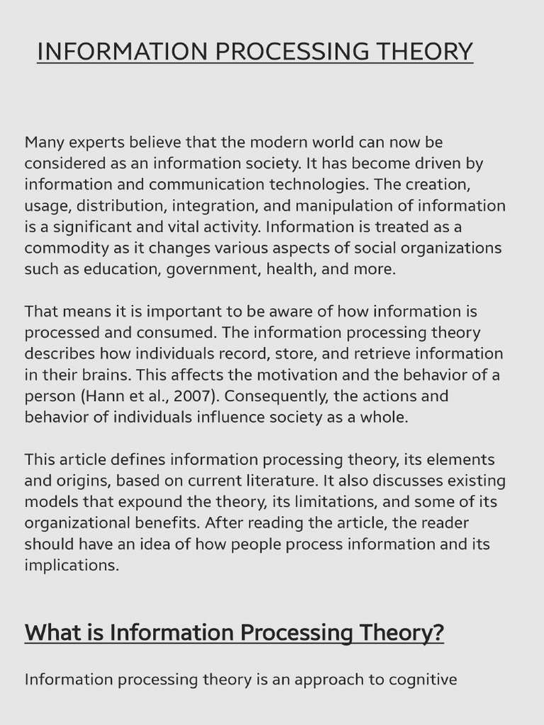 Information Processing Theory - 220406 - 145514 | PDF
