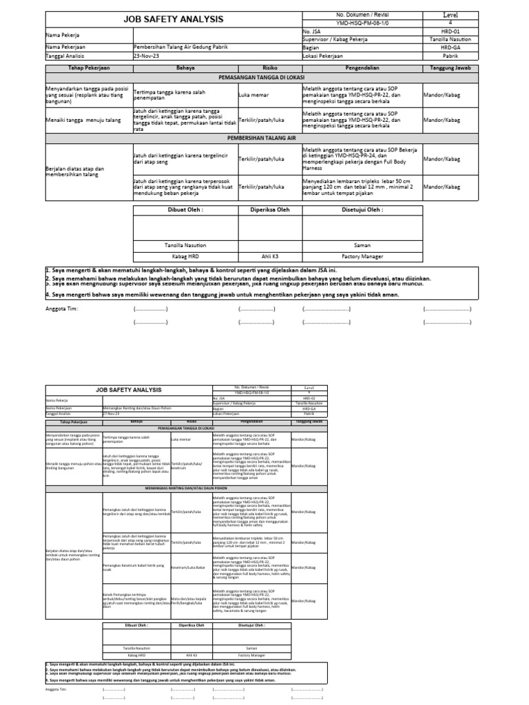 Formulir JSA - HRD | PDF