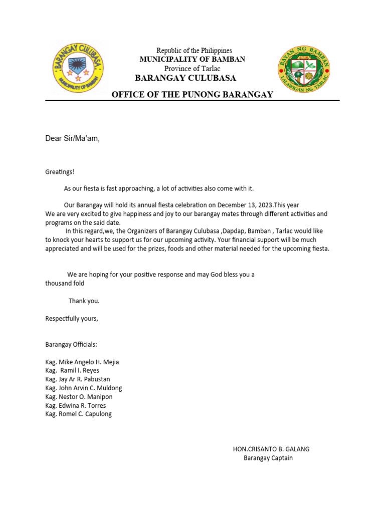 Solicitation Letter Pdf