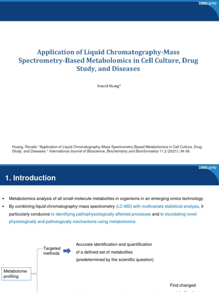Zhang Didi | PDF | Metabolomics | Liquid Chromatography–Mass Spectrometry