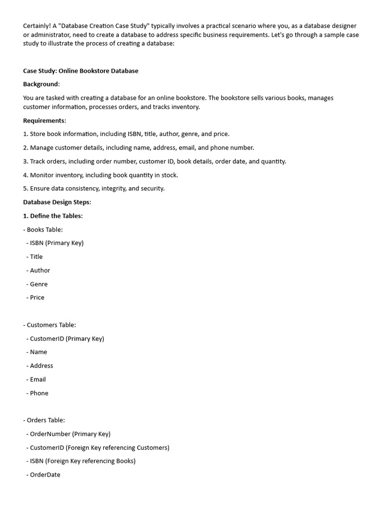 Database Case Study - Long | PDF | Databases | Data Management Software