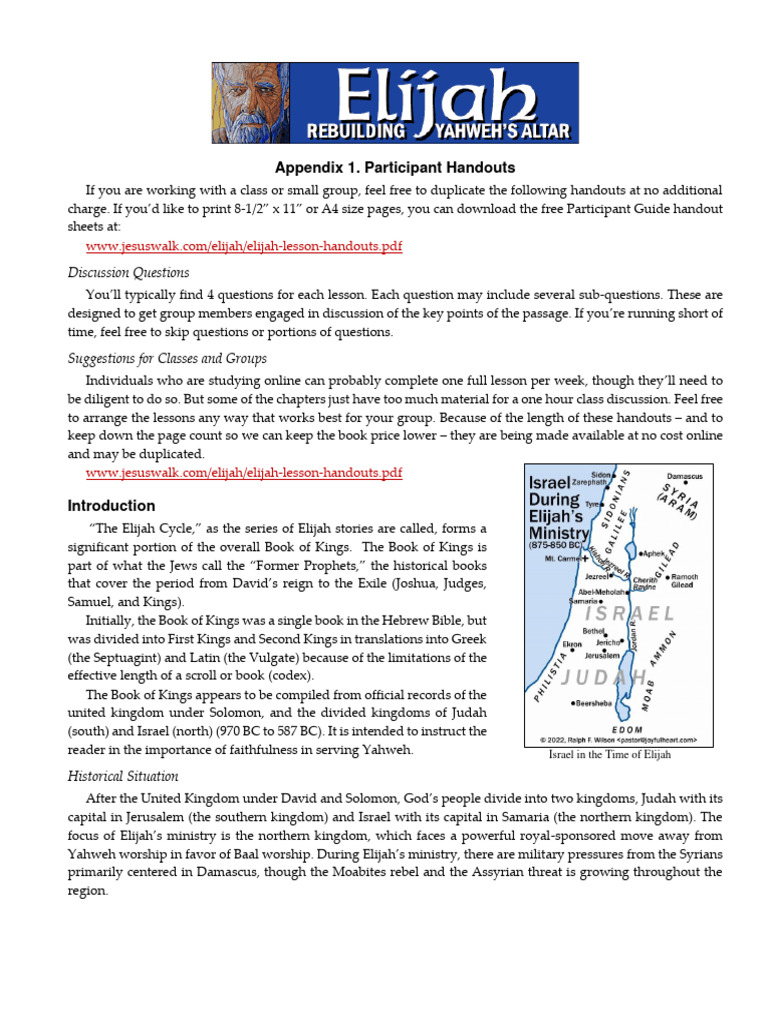 Elijah Lesson Handouts | PDF | Books Of Kings | Elijah