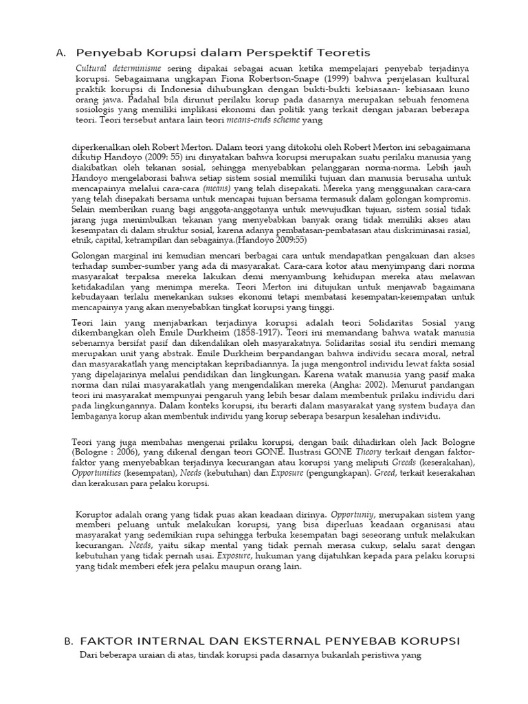 Pertemuan Ke-4 Penyebab Korupsi Dalam Perspektif Teoretis | PDF | Ilmu Sosial