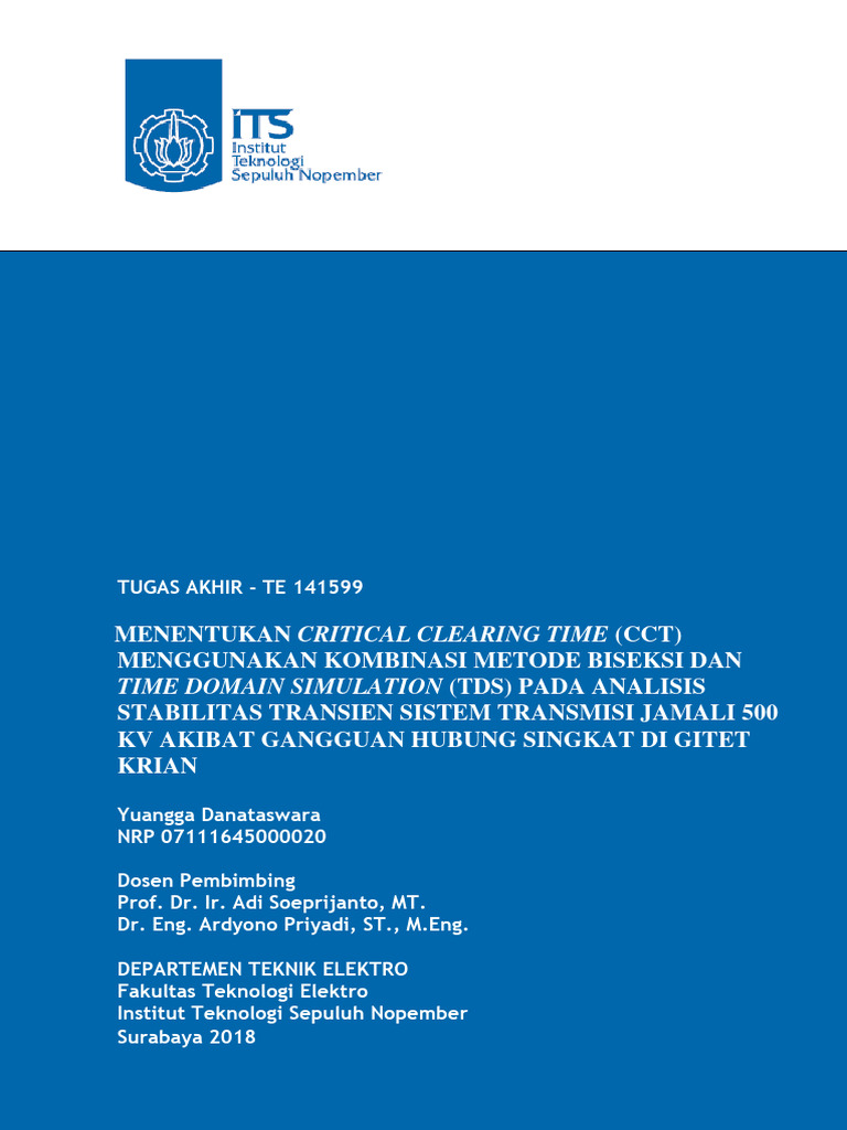 Critical Clearing Time Transient Undergraduate Thesis Pdf