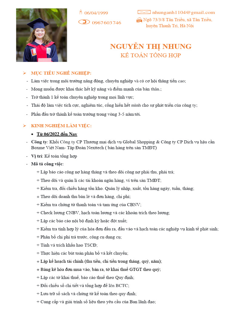 CV-Nguyen Thi Nhung | PDF
