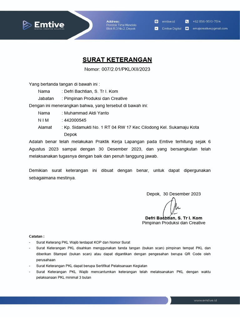 Surat Keterangan Baung | PDF