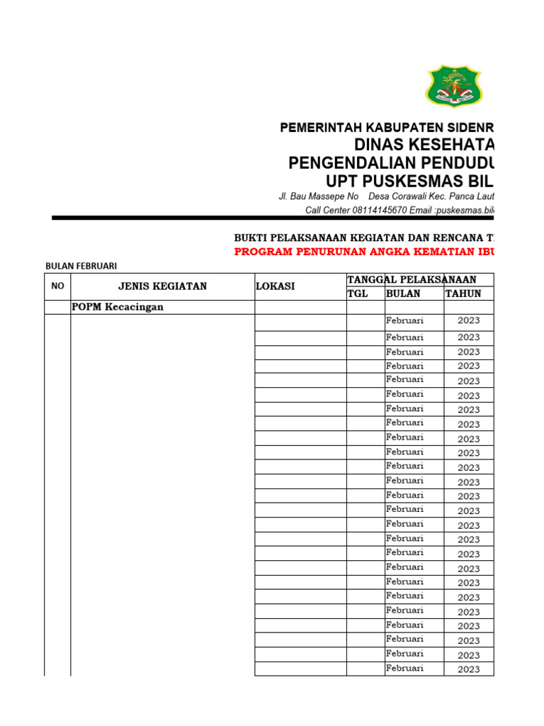 Bukti Kegiatan Popm Kecacingan Agustus | PDF
