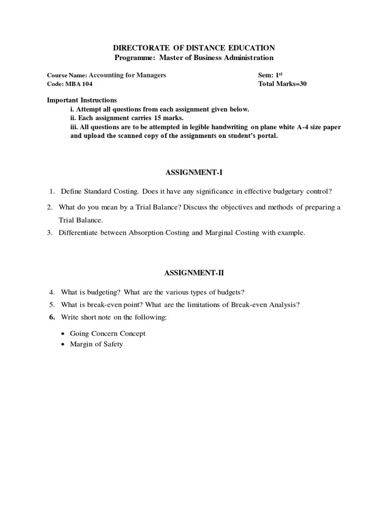 Accounting For Managers Assignment | PDF