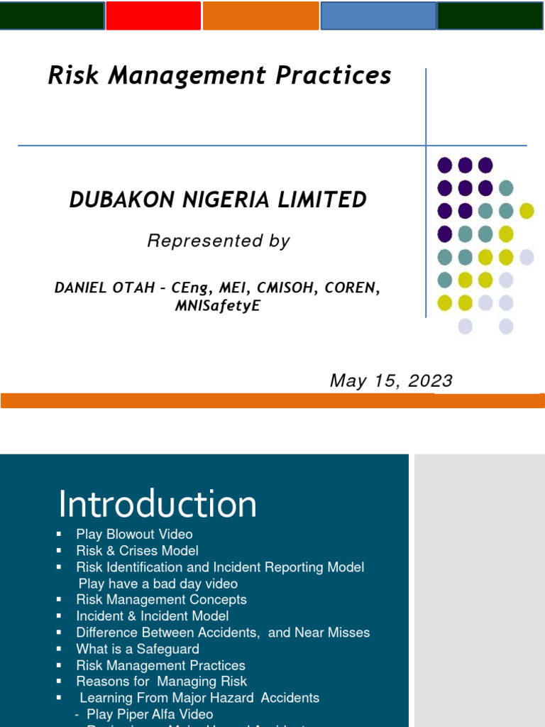 Risk Management in Oil Industry - 1 | PDF | Risk | Hazards