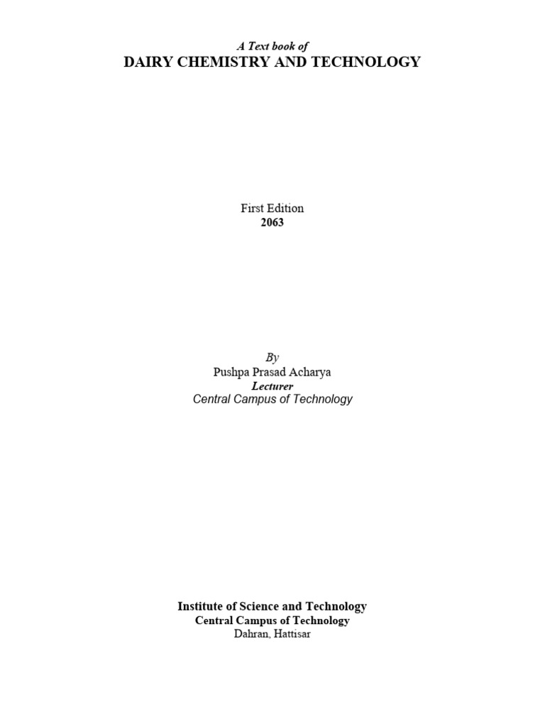 Dairy Chemistry For Compitative Exam | PDF | Milk | Cheese