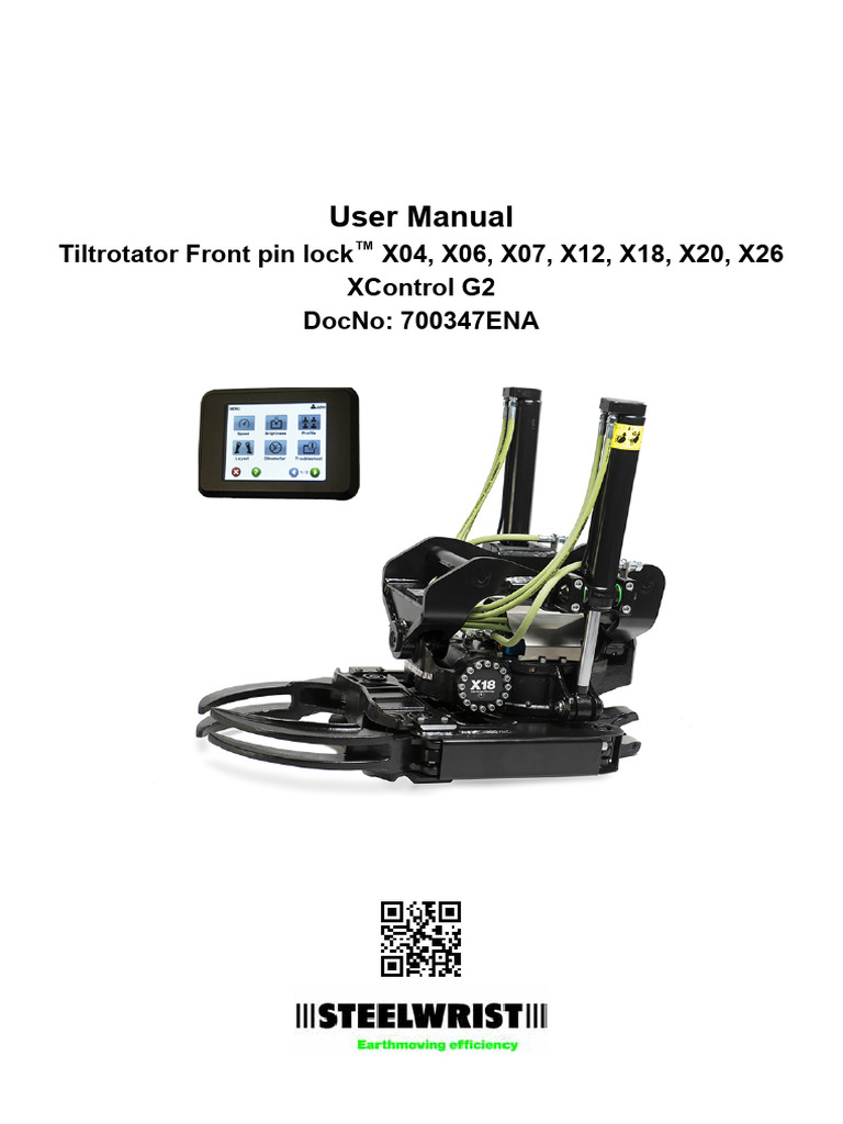 User Manual: Tiltrotator Front Pin Lock X04, X06, X07, X12, X18, X20 ...