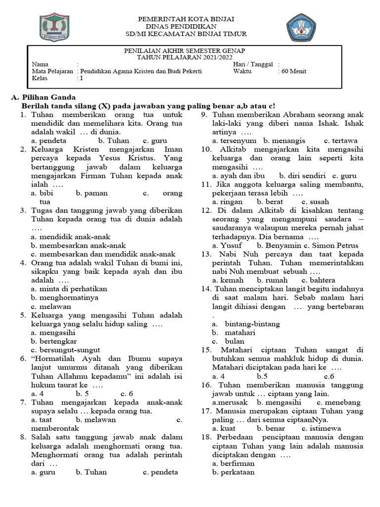 Soal Penilaian Akhir Semester Genap | PDF | Agama & Spiritualitas