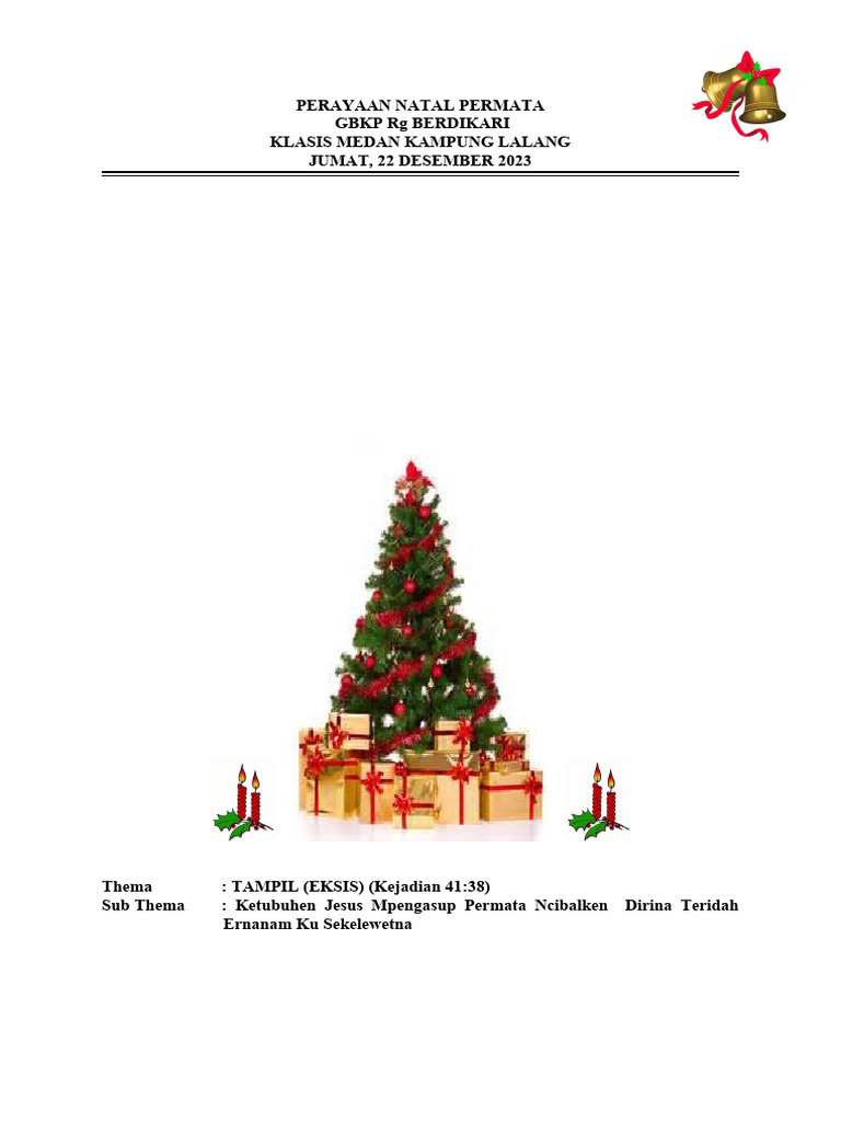 Liturgi Natal Permata GBKP RG Berdikari | PDF | Seni & Disiplin Bahasa