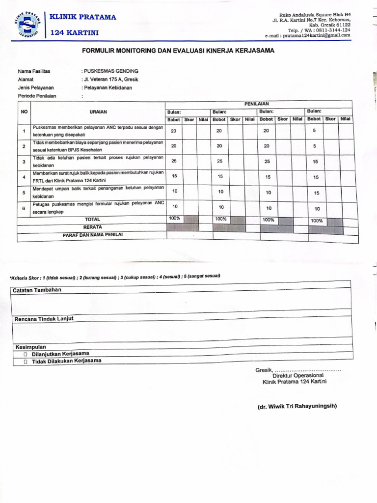Formulir Monitoring Dan Evaluasi | PDF