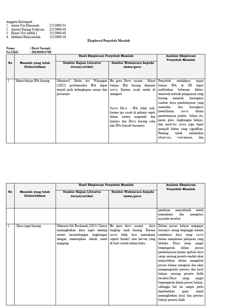Eksplorasi Penyebab Masalah | PDF