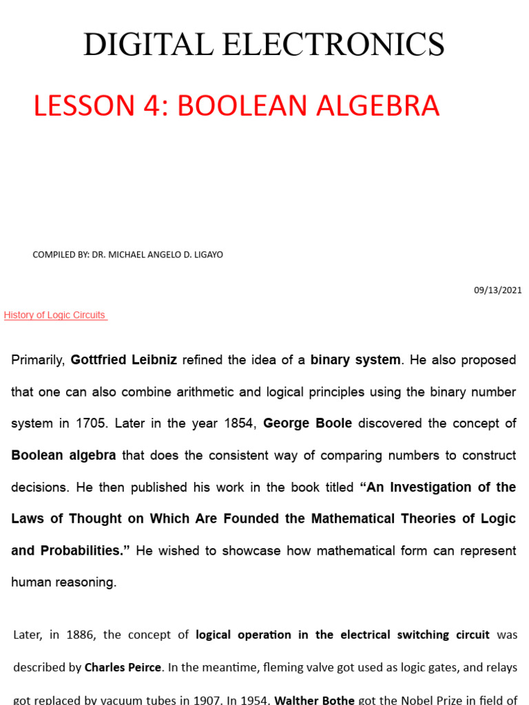 Boolean Algebra in Digital Electronics | PDF | Logic Gate | Digital ...