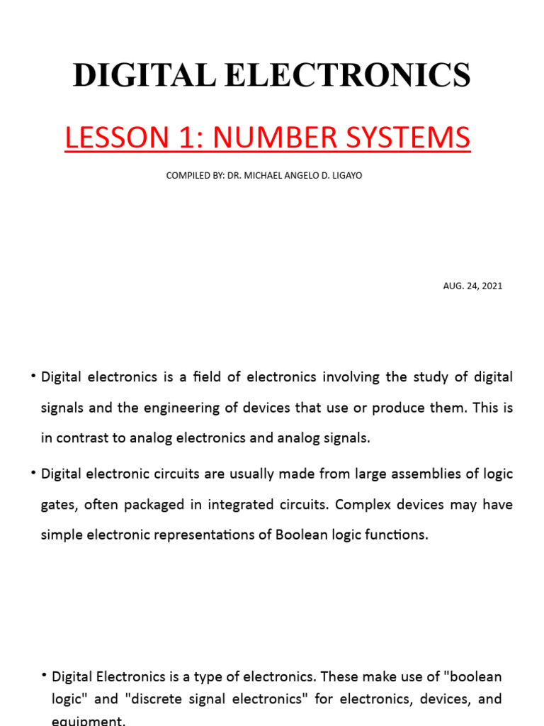 Digital Electronics - Lesson 1 | PDF | Art