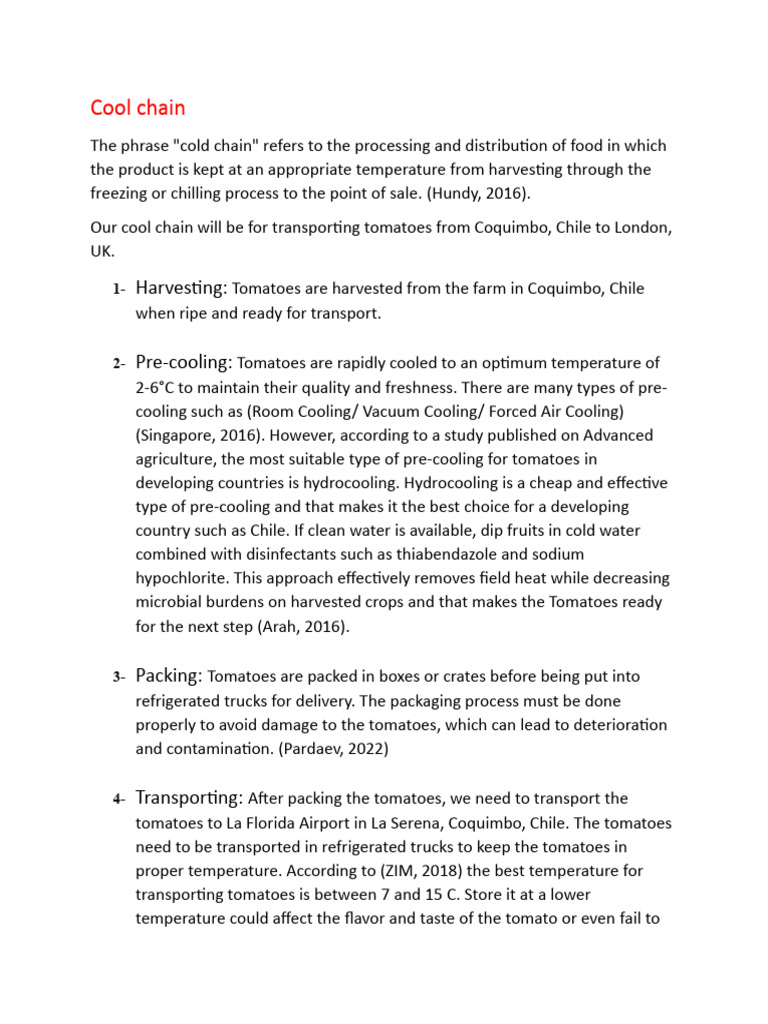 Cool Chain | PDF | Tomato | Airport