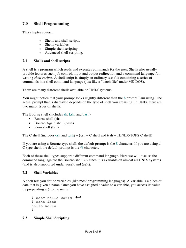 7 - Shell Programming | PDF | Command Line Interface | Computer ... 7 - Shell Programming | PDF | Command Line Interface | Computer ...
