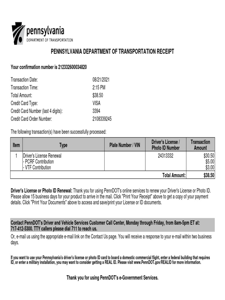 RECEIPT | PDF | Driver's License | Receipt