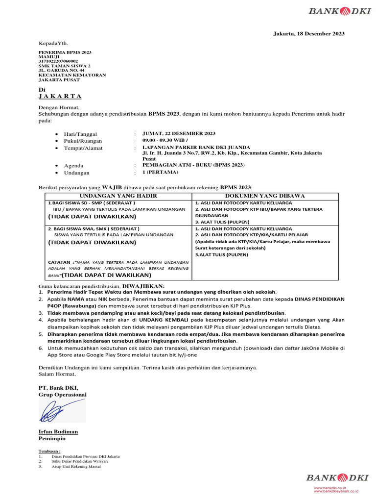 Undangan 1 - Bpms 2023 - Jumat 22 Desember 2023 | PDF