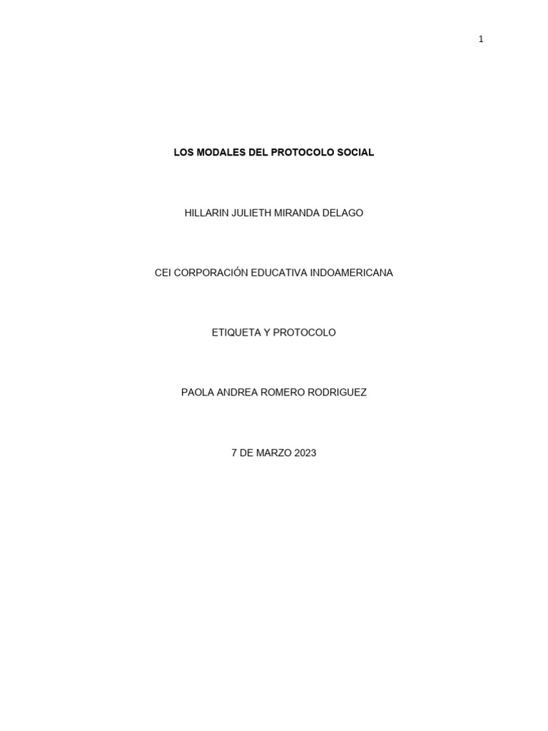 Los Modales Del Protocolo Social | PDF | Sociedad | Comunicación ...