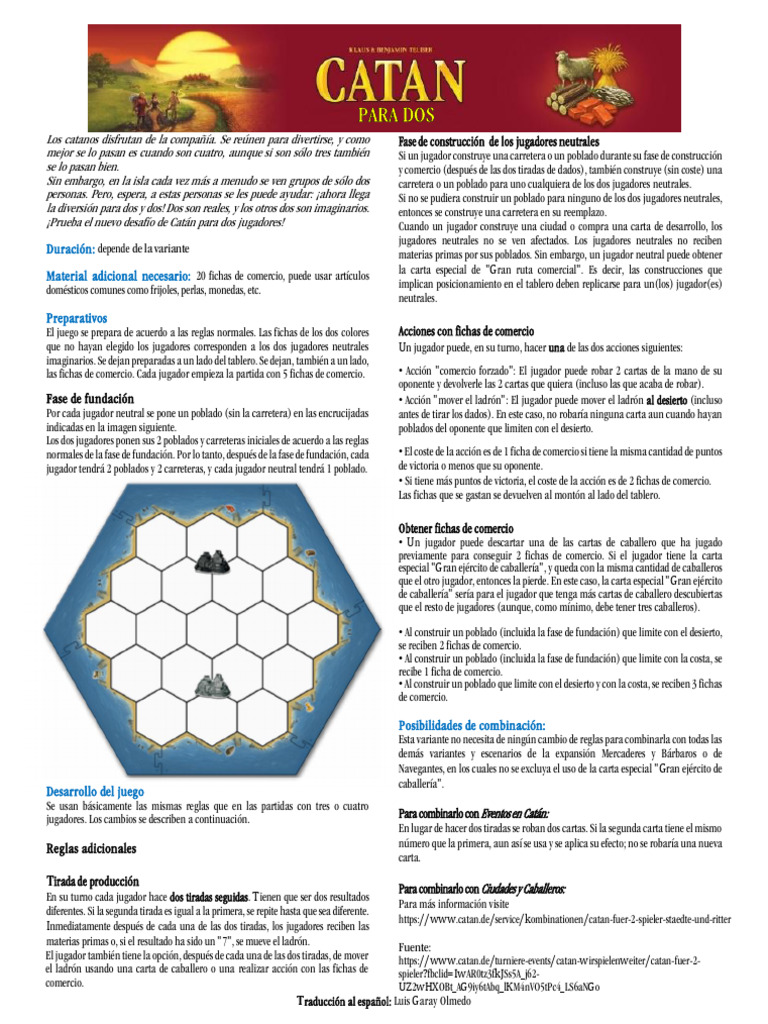 Catán para Dos | PDF | Juego de azar
