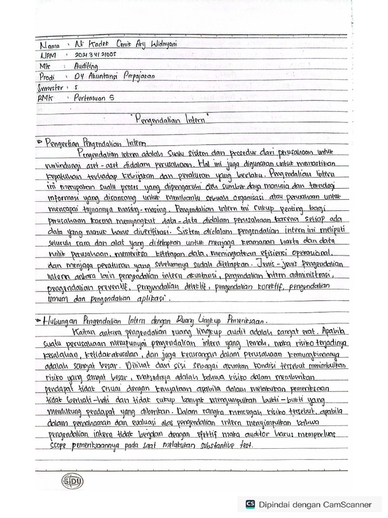 RMK 5 Auditing (Ni Kadek Cenik Ary Widnyani 202134121005) | PDF