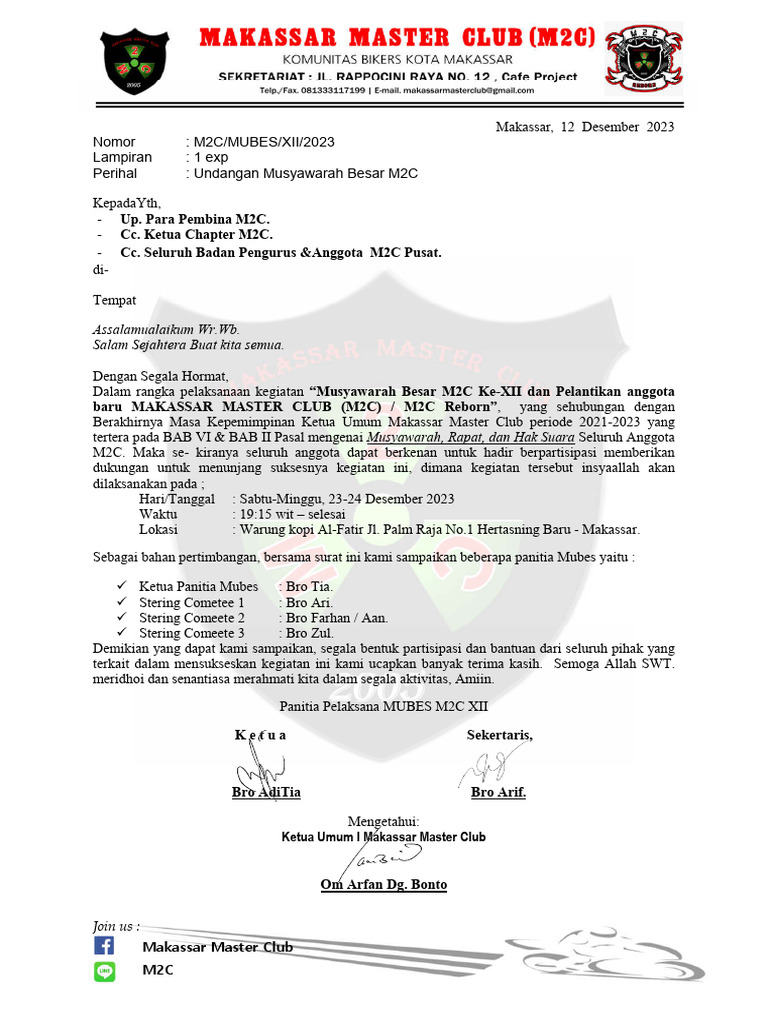 Surat UNDANGAN MUBES M2C | PDF