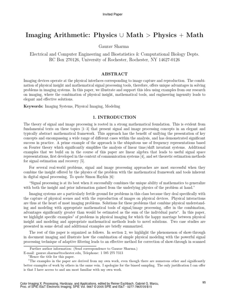 ImagingArithEI2005 | PDF | Image Scanner | Mathematics