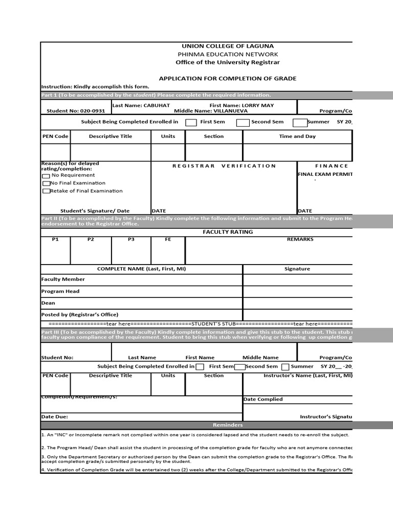 UCL Completion of Grades FORMAT | PDF | Career & Growth