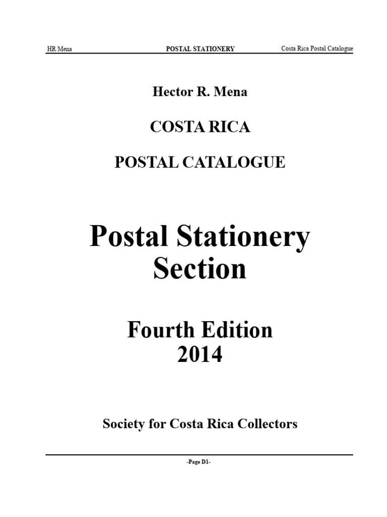Costa Rica Postal Stationery Catalogue | PDF | Graphic Design | Postage ...