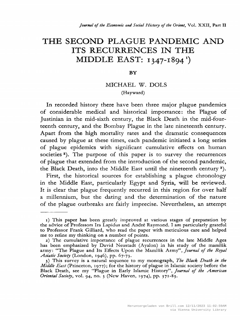 The Second Plague Pandemic and Its Recurrences in The Middle East | PDF ...
