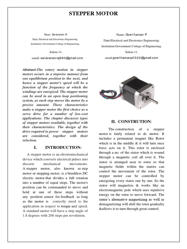 Stepper Motor at Final Abstact | PDF | Electric Motor | Equipment