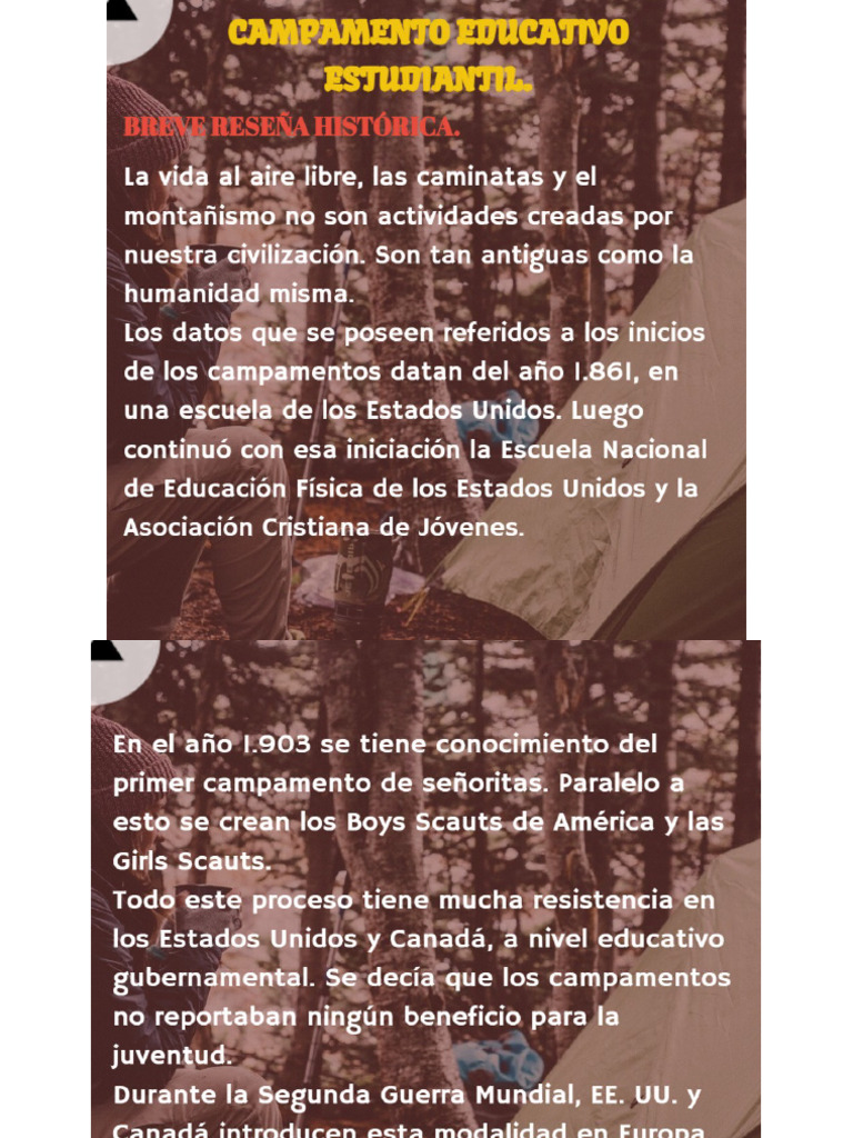 Campamento Educativo | PDF | Aprendizaje | Cámping