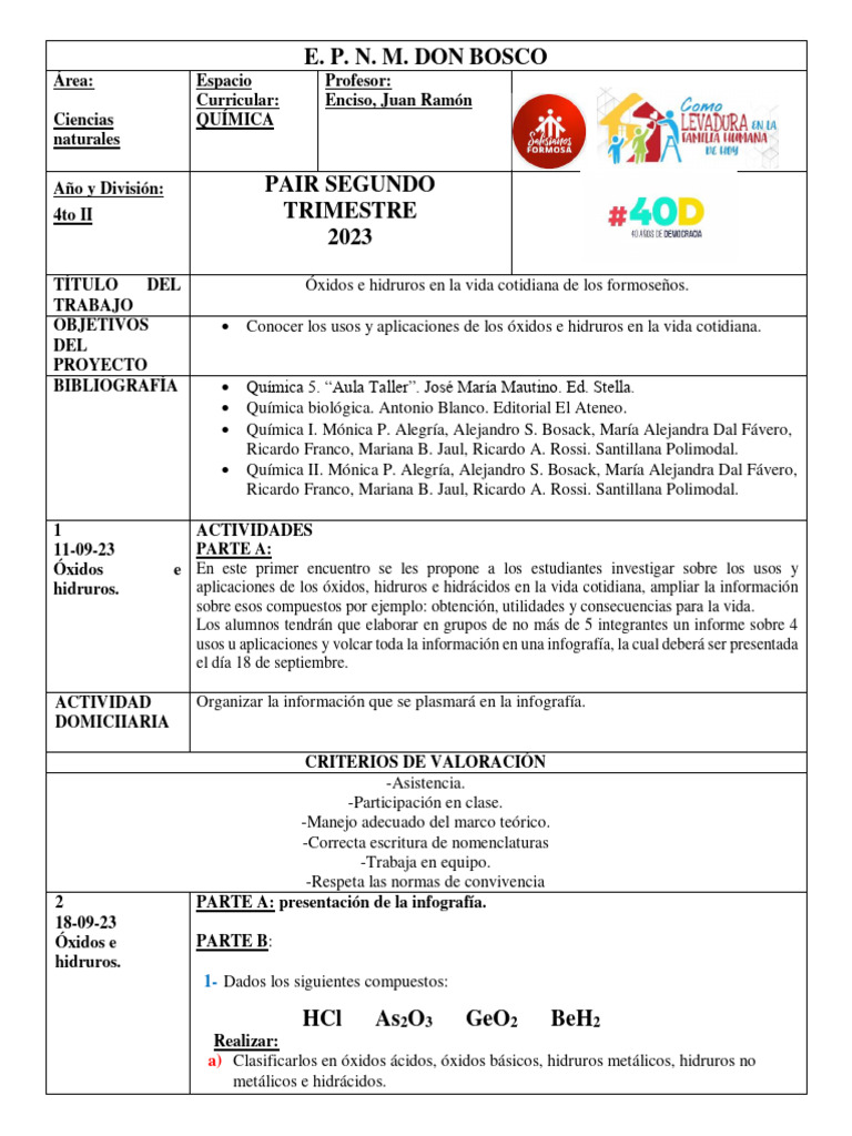 4to II Segundo Tri PAIR. | PDF | Compuestos químicos | Creatividad
