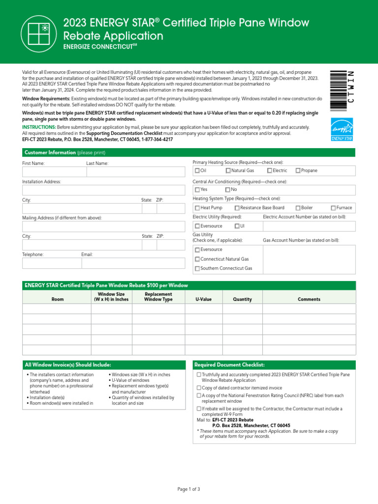 1022-Ect-3291281-2023-Triple Pane Window Rebate - Fillable | PDF ...