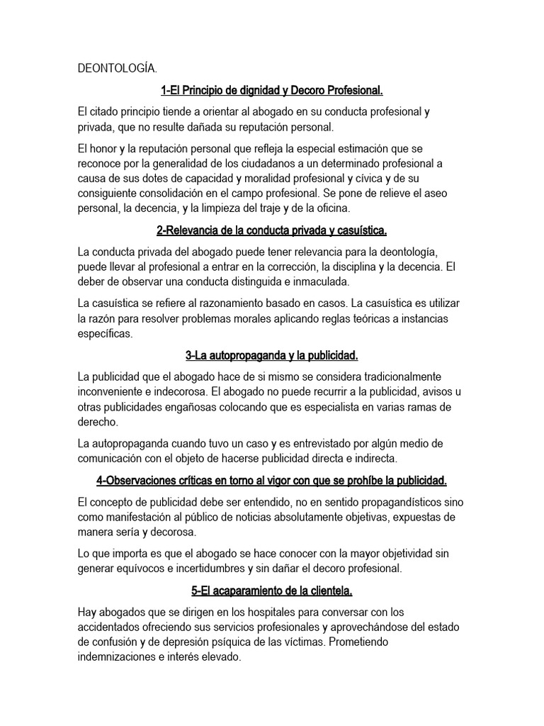 El Principio de Dignidad y Decoro Profesional. Mi Tarea | PDF | Publicidad | Justicia