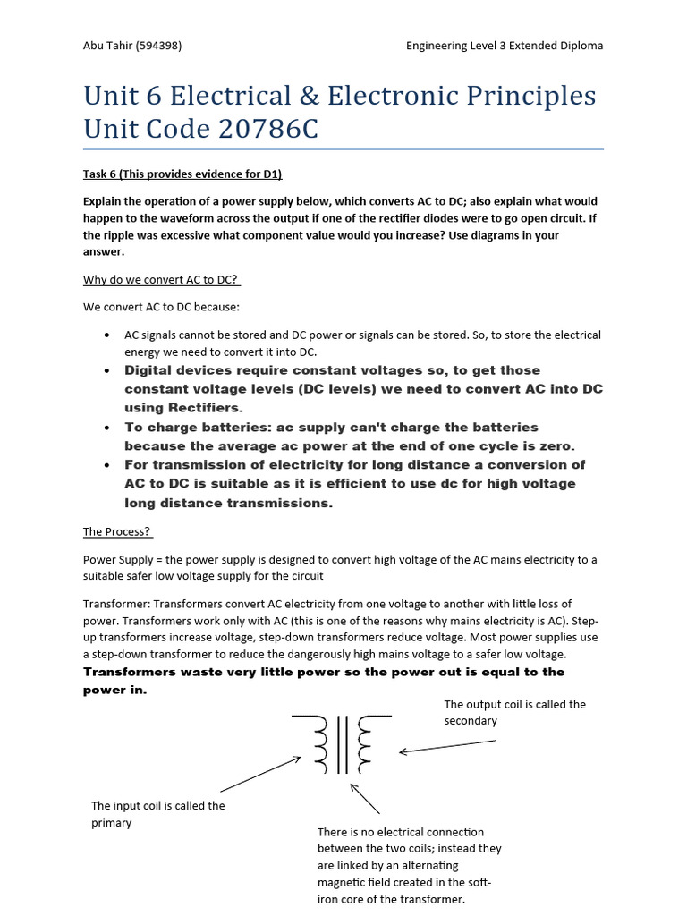 Unit 6 Electrical d1 | PDF | Rectifier | Direct Current