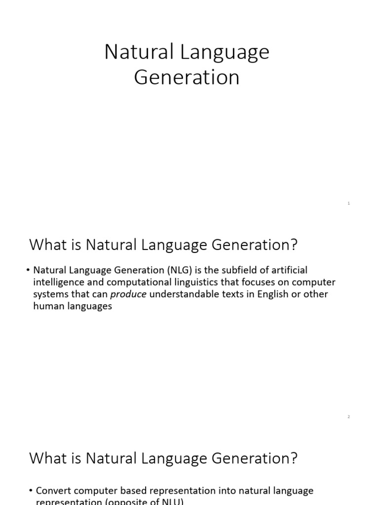Natural Language Generation | PDF