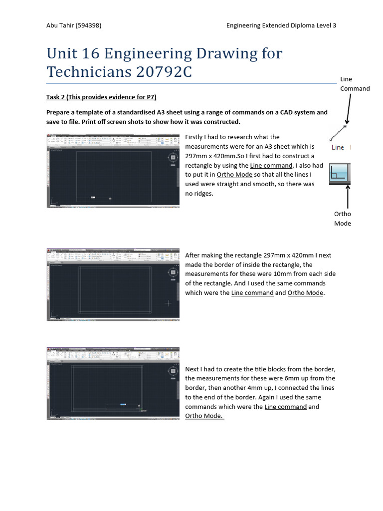 Unit 16 Engineering Drawing For Technicians 207921 A3 Template P7 | PDF ...