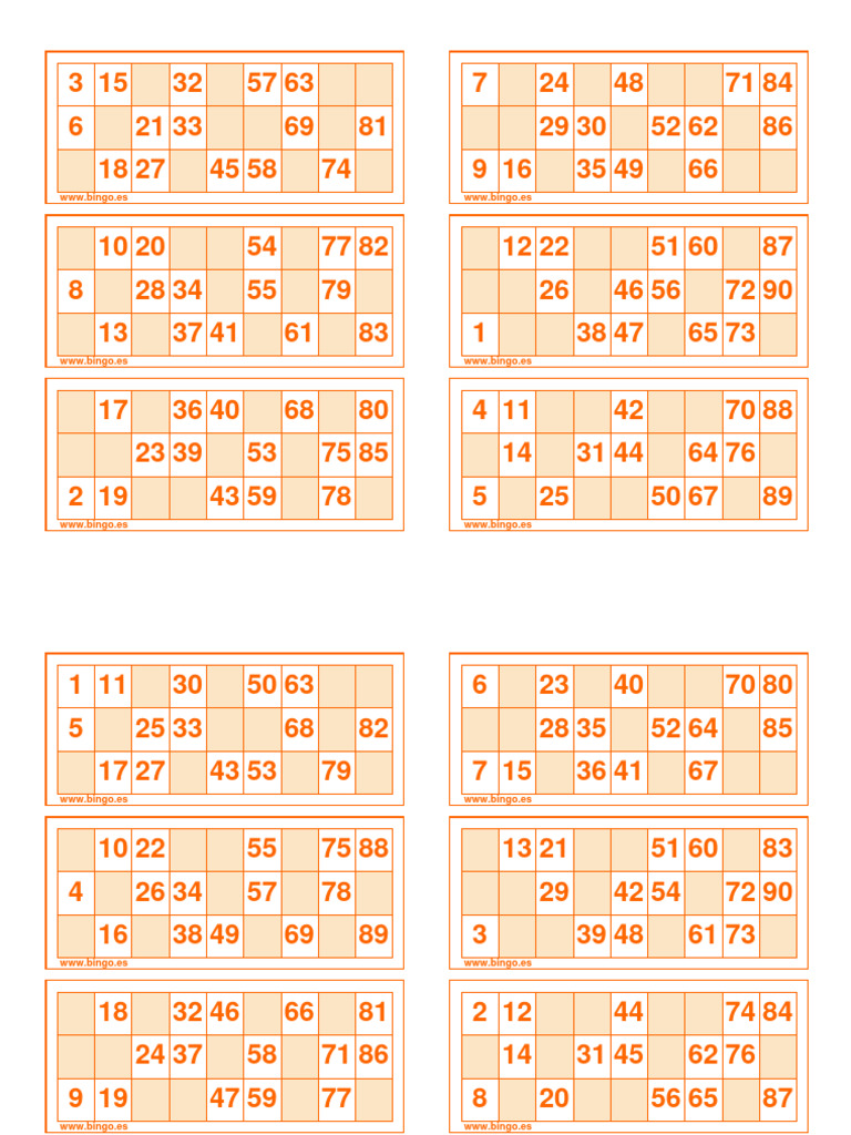 cartones-bingo para aprender números | PDF
