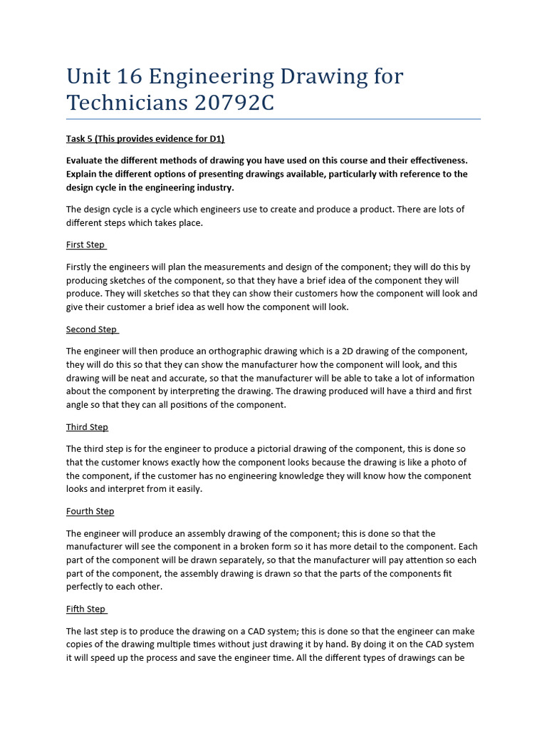 Unit 16 Engineering Drawing For Technicians 207921 D1 | PDF | Drawing ...