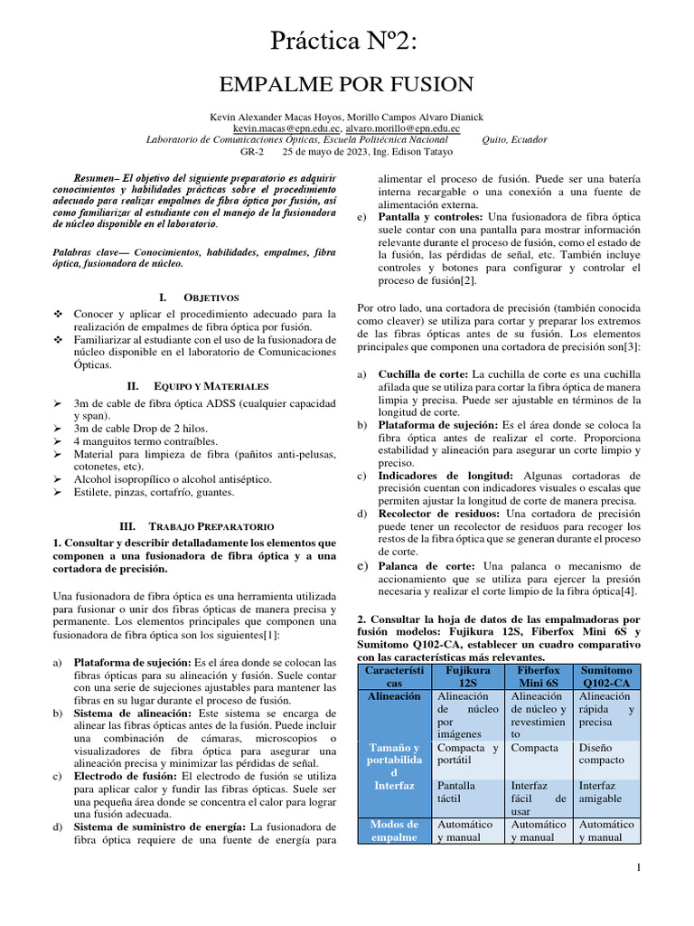 Macas Kevin Morillo Alvaro CO Prep P2 GR2 | PDF | Fibra óptica | Óptica